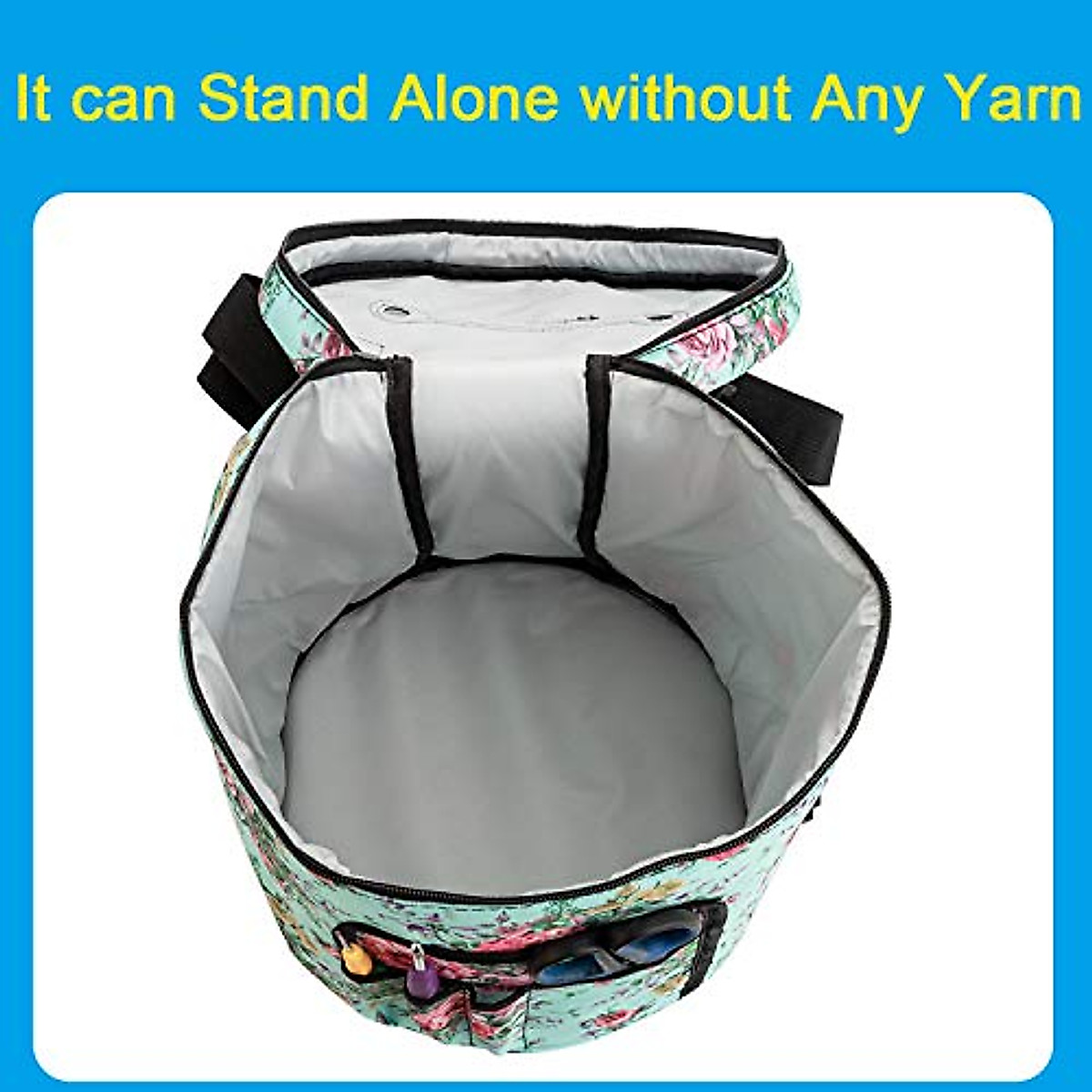 Ctcwsh Yarn Storage Bag Project Bag Knitting Tote Organizer Bag with Adjustable Shoulder Strap Handles Traveling Crochet Bag for Bulk Yarns,Crochet Hooks,Knitting Needle,Crochet Acessories