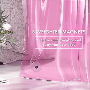 AmazerBath Shower Curtain Liner, 72x72 Transparent Hot Pink Shower Curtain Liner, Lightweight Plastic Shower Curtain Liner, Cute Waterproof Shower Liner for Bathroom with 3 Magnets & 12 Grommet Holes