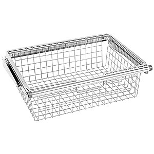 Rubbermaid Configurations Deluxe Custom Closet Kit, 3- to 6-Foot, Titanium, FG3H8800TITNM & 3J05 Configurations Sliding Wire Basket, Titanium(FG3J0501TITNM)
