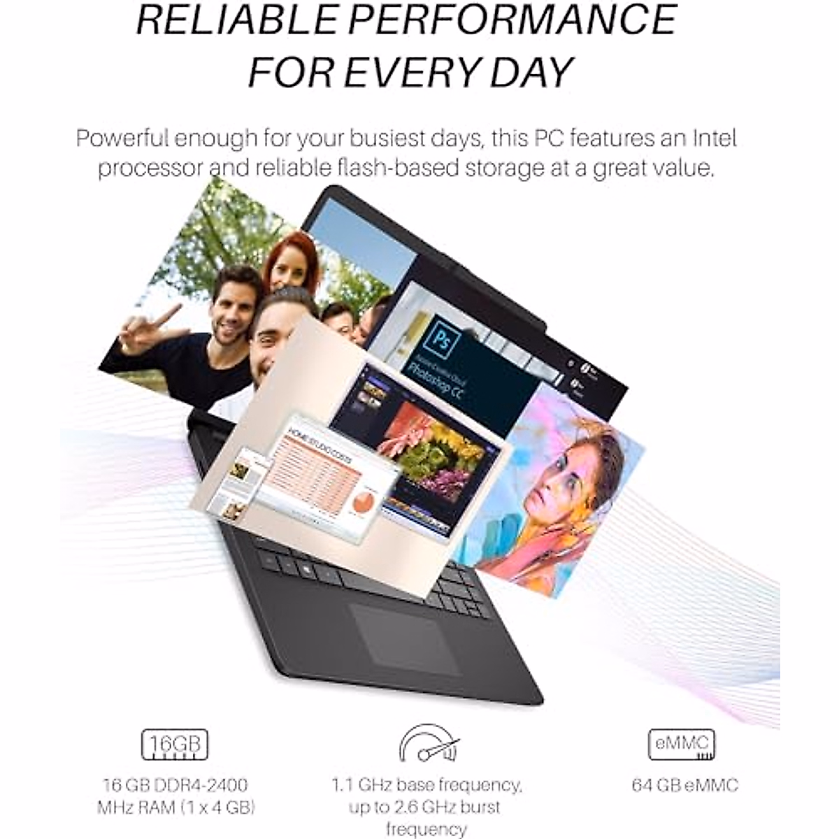 HP 14" Ultra-Light Stream Laptop for Students Business - Intel Quad-Core Processor, 4GB RAM, 64GB eMMC, 1-Year Office 365, Webcam, 11H Long Battery Life, Win11 Home S