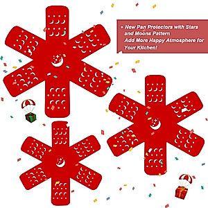 BYKITCHEN Pot and Pan Protectors, Pan Protector with Stars and Moons, Set of 12 and 3 Different Sizes, Larger&Thicker Red Pan Separators/Pot Protectors for Stacking and Protecting Your Cookware