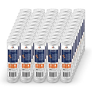 Aquaboon 5 Micron 10" x 2.5" String Wound Sediment Water Filter Cartridge | Universal Replacement for Any 10 inch RO Unit | Compatible with WP-5, AP110, CFS110, P5, WFPFC4002, WP-5, CW-MF, 50-Pack