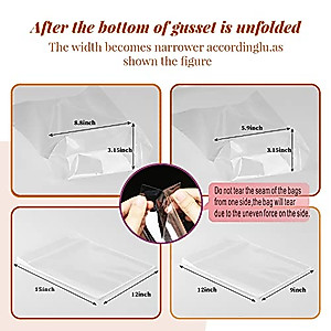 HOLYHOM Clear Cellophane Gift Bags Party Favor Bags with Bottom Gusset - 12x17 Inch,25 Pack