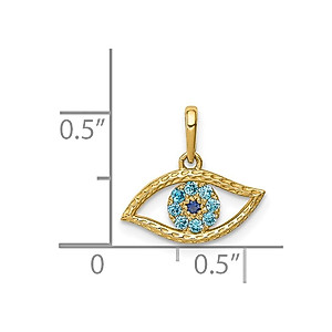 Diamond2Deal 14k Yellow Gold Blue CZ Eye Pendant