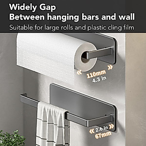 Esusom Paper Towel Holder Under Cabinet Rolls Plastic Cling Film Paper Towel Holder Adhesive for Kitchen Anti-Rust Metal Bathroom Toilet Paper Towel Holder Wall Mounted
