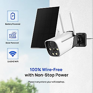 VIKYLIN Solar Security Cameras Wireless Outdoor, 2K Battery Powered Outdoor Camera, 2.4GHZ WiFi Home Security with Spotlight Color Night Vision, AI PIR Motion Detection, 2-Way Talk, Siren Alarm