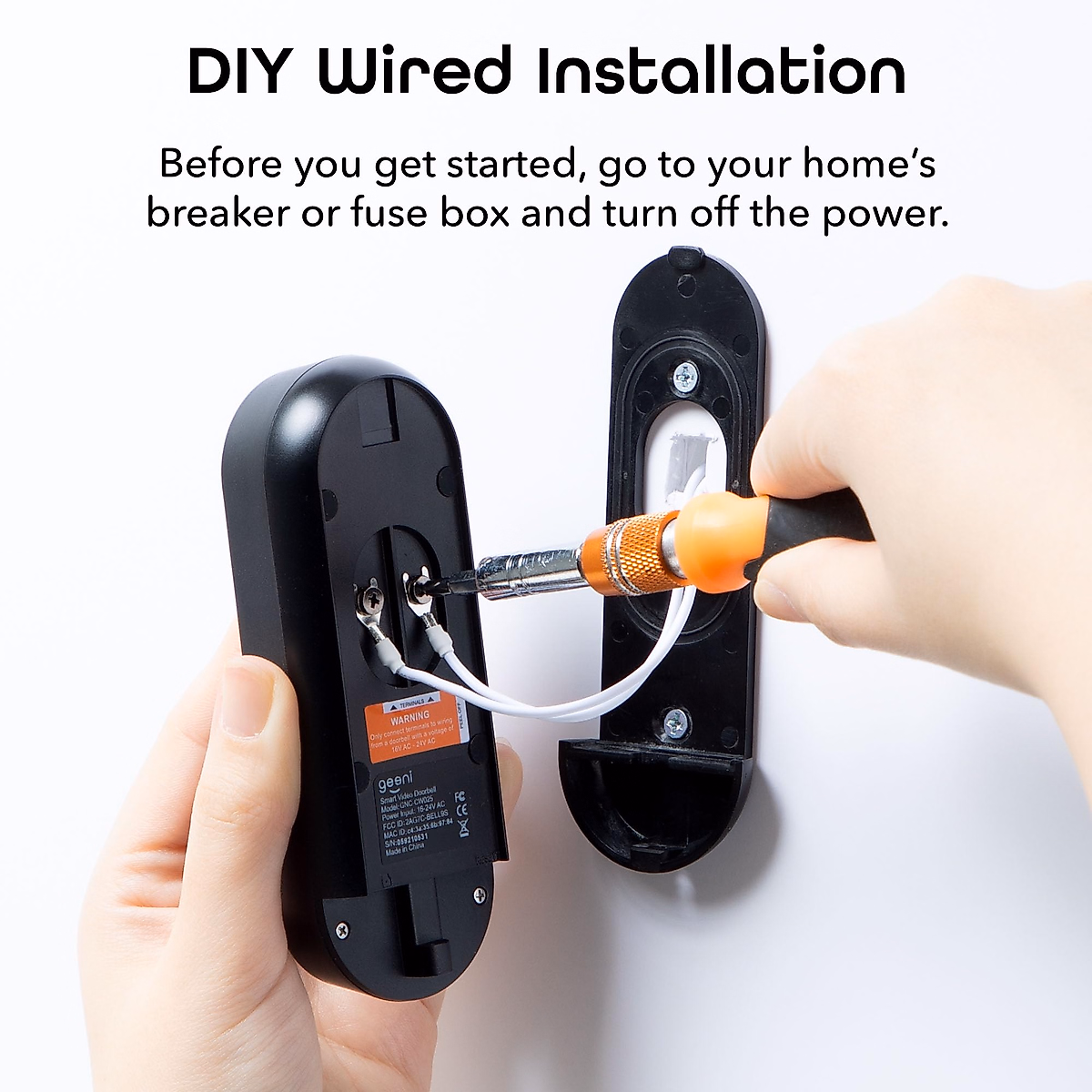 Geeni Doorpeek Video Doorbell - HD 1080p Video Quality, Weather-Resistant, 2-Way Audio - Motion Detection and Alerts - Easy Installation with Existing Doorbell Wiring - Requires 2.4GHz WiFi - Black