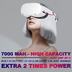 Head Strap with 7000mAh Battery Pack for Oculus Quest 2 Accessories, Replacement for Quest 2 Elite Strap with Battery Enhanced Comfort and Longer Operating Time in VR