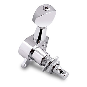 Holmer Guitar String Tuning Pegs Tuning Machines Sealed Machine Heads Grover Tuners Tuning Keys Oval Button 6 In Line for Right Handed Electric Guitar or Acoustic Guitar Chrome.