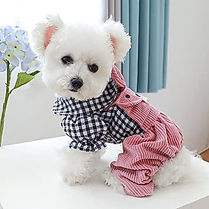 Pet Clothes for Medium Dogs Easter Pet Four Legged Overalls Autumn Winter Plaid Rabbit Teeth Warm Clothes