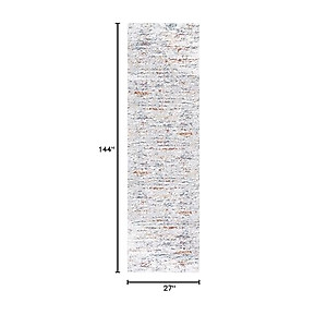 SAFAVIEH Berber Shag Collection Runner Rug - 2'3" x 12' Runner, Blue Rust & Ivory, Modern Abstract Design, 1.2-inch Thick Ideal for High Traffic Areas in Living Room, Bedroom, Dining (BER577A-212)