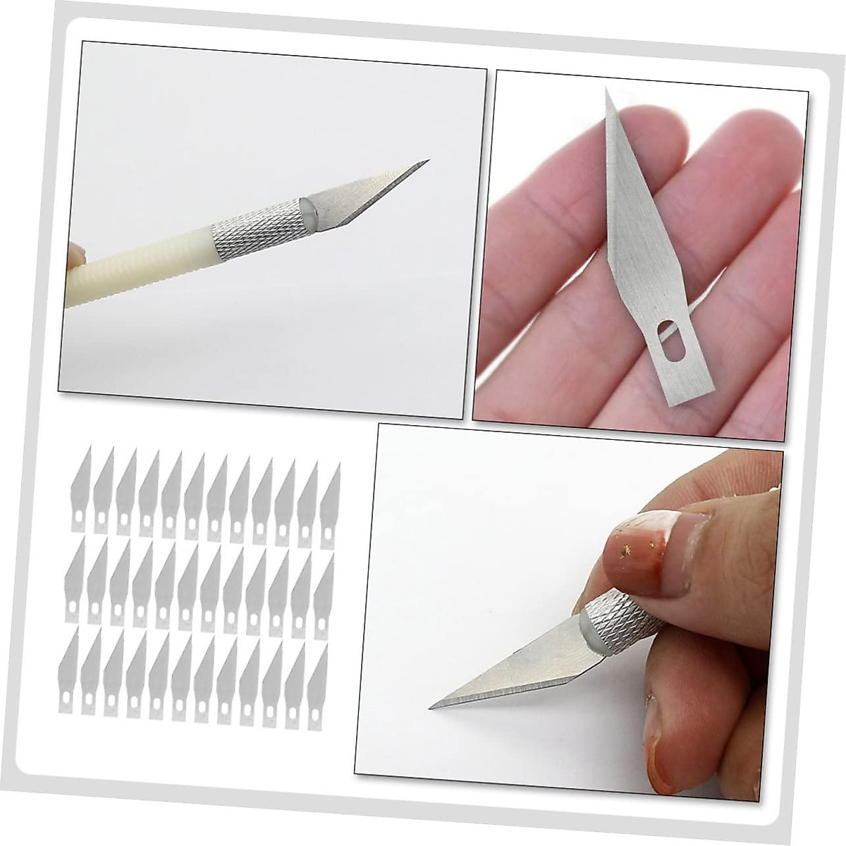 COHEALI 4 Boxes Carving Blade Scrapbook Kit Clay Kit Wood Carving Tools Xacto Scrapbooking Xacto Blades Engraving Blades DIY Craft Blades Craft Cutting Tools Tool Steel Pen Scalpel