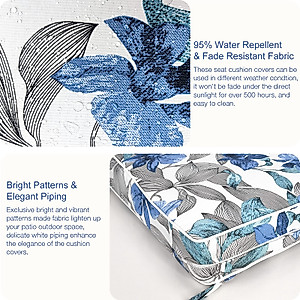 DYTXIII Patio Outdoor Cushion Cover Slip Cover W45 x D18 x H3 Inch with Zipper for Bench Loveseat Furniture, UV Protection Cushion Covers Replacement Covers 1 Pack, Clemens Blue (Covers ONLY)