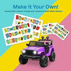 Kidzone Ride On Truck 12V Battery Powered Electric Kids Car Vehicle Toy with DIY License Plate, 4 Wheeler Quad, Parent Remote Control, MP3, High Low Speeds, LED Lights - Purple