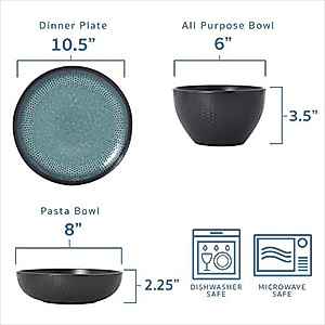 Pfaltzgraff 5267773 Maddox 12-Piece Dinnerware Set, teal