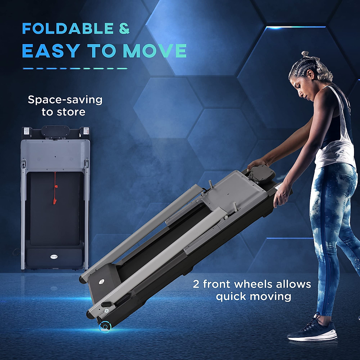 Soozier Foldable Electric Motorized Treadmill Running Machine with 12 Pre-Set Programs 7.5 MPH Max Speed LCD Display for Home Use - Black