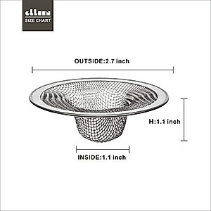 Drain Hair Catcher,Mesh Metal Sink Strainer Set of 2,Fits for Bathroom Bathtub Wash Basin Hole Shower Drains(2.75" Top / 1")