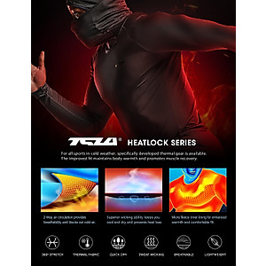 TSLA Men's Thermal Compression Shirts Hoodie with Mask, Long Sleeve Winter Sports Base Layer Top, Active Running Shirt, Heatlock Hoodie Black, Large