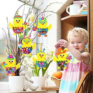 Winlyn 24 Sets Easter Decorations DIY 3D Chick Hatching from Egg Ornaments Easter Craft Kits Foam Easter Stickers Pom-poms Googly Eyes for Kids Party Favors Spring Classroom Activity Art Project