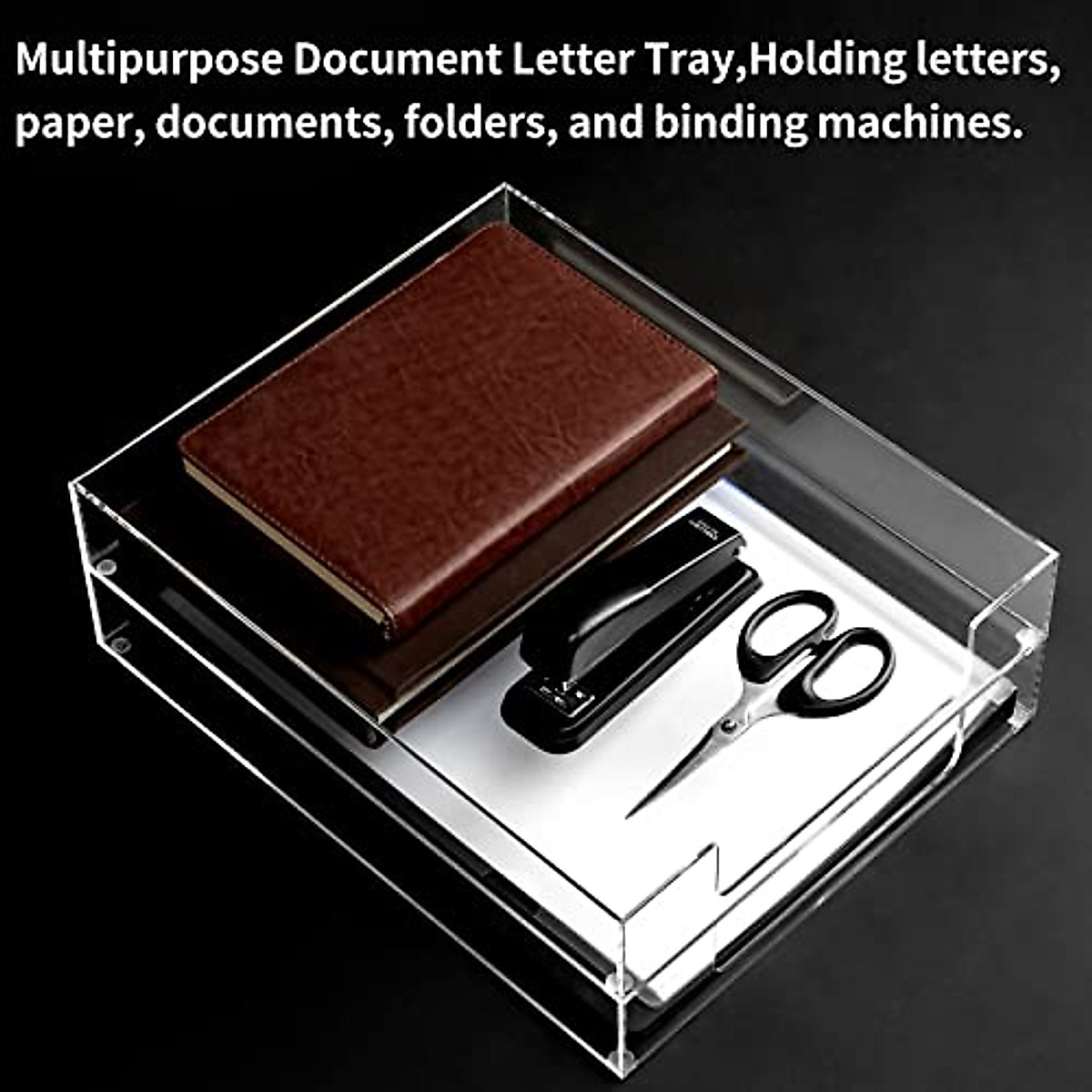 2 Pack Paper Tray Acrylic Desk Organizer Letter Trays Desk Tray Document Tray File Holder Tray Plastic Inbox Tray for Acrylic Desk Accessories-Magazines-Notebooks-Folders-Stationery,Clear Supports