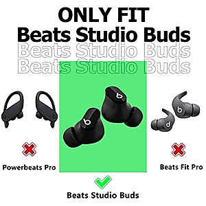 Ear Hooks for Beats Studio Buds, Ear Hook Accessories Compatible with Beats Studio Bud 2021 Silicone Anti-Slip EarTips Cover Holder [NOT Fit in Case] (Black)