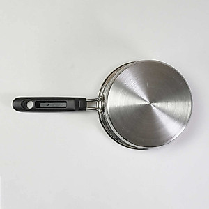 Bestco NQ-0041 Single-Handle Pot, Glass with Lid, 5.5 inches (14 cm), Stainless Steel, 3-Layer Sole, Fluorine Resin Treatment, IH Compatible, Sauce Pan, Mirror Finish