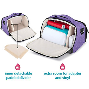 Luxja Carrying Case Compatible with Cricut Joy, Bag Compatible with Cricut Joy and Tool Set (with Accessories Storage Section), Purple (Bag Only, Patent Design)