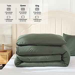 Hiverson Essentials Emerald Green Comforter Twin Size, Modern Bedding Set for Girls/Women, Cute Soft & Lightweight Chic Microfiber Bed Sets, 2pc- 1 Comforter & 1 Pillowcase (66x90 Inches)