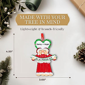 Personalized Gay Couple Ornament 2024 – Fast & Free 24h Customization – Family of 2 Christmas Ornament for Tree – Custom Gift Wrapped Male Male 1st Christmas Together Keepsake for LGBTQ Couples