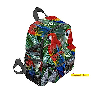 ZGONOHYE Girls Cute Mini Backpack Scarlet Macaw Bird Parrot Small Backpack School Bag Lightweight Preschool Backpacks Fashion Backpack Purse for Women Travel Bag Daypack for Girls Boys