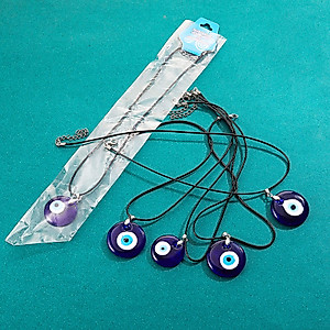 6 Pieces Evil Eye Pendant Necklace Turkish Blue Eye Necklace for Jewelry Glass Gift Eye Leather Rope Chain Necklace for Women Men Accessory (Round Style,1.2 Inch, 1.4 Inch)