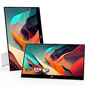 ESR Portable Monitor for Laptop, Slim 15.6 Inch 1080P External Monitor with Adjustable Stand, Travel Monitor, Landscape and Portrait View, Portable Screen for Laptop/Mac/Tablet/Phone/Switch, Silver