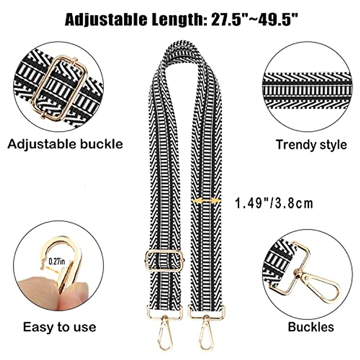 WEDDINGHELPER Clear Crossbody Bag, Clear Bag Stadium Approved Clear Purse with Adjustable Strap for Sports Concerts Festivals Events (Black-color1)