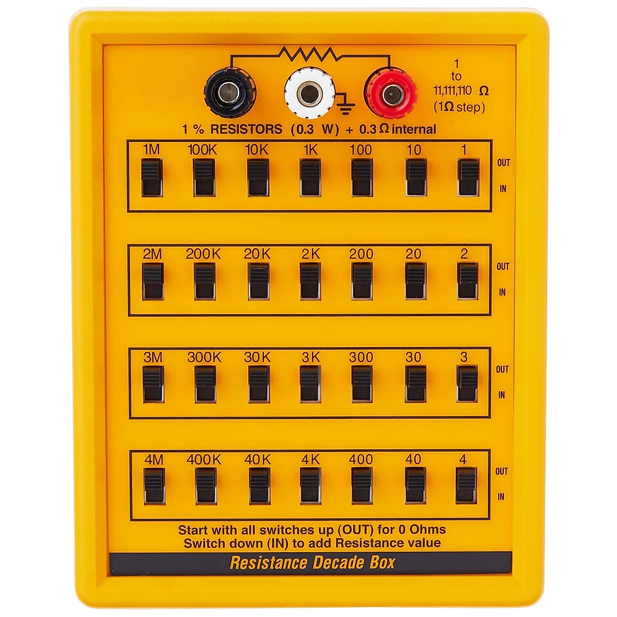 Resistance Decade Box, Seven Decades, 1 Ohm to 11 Meg (1Ω per Step)