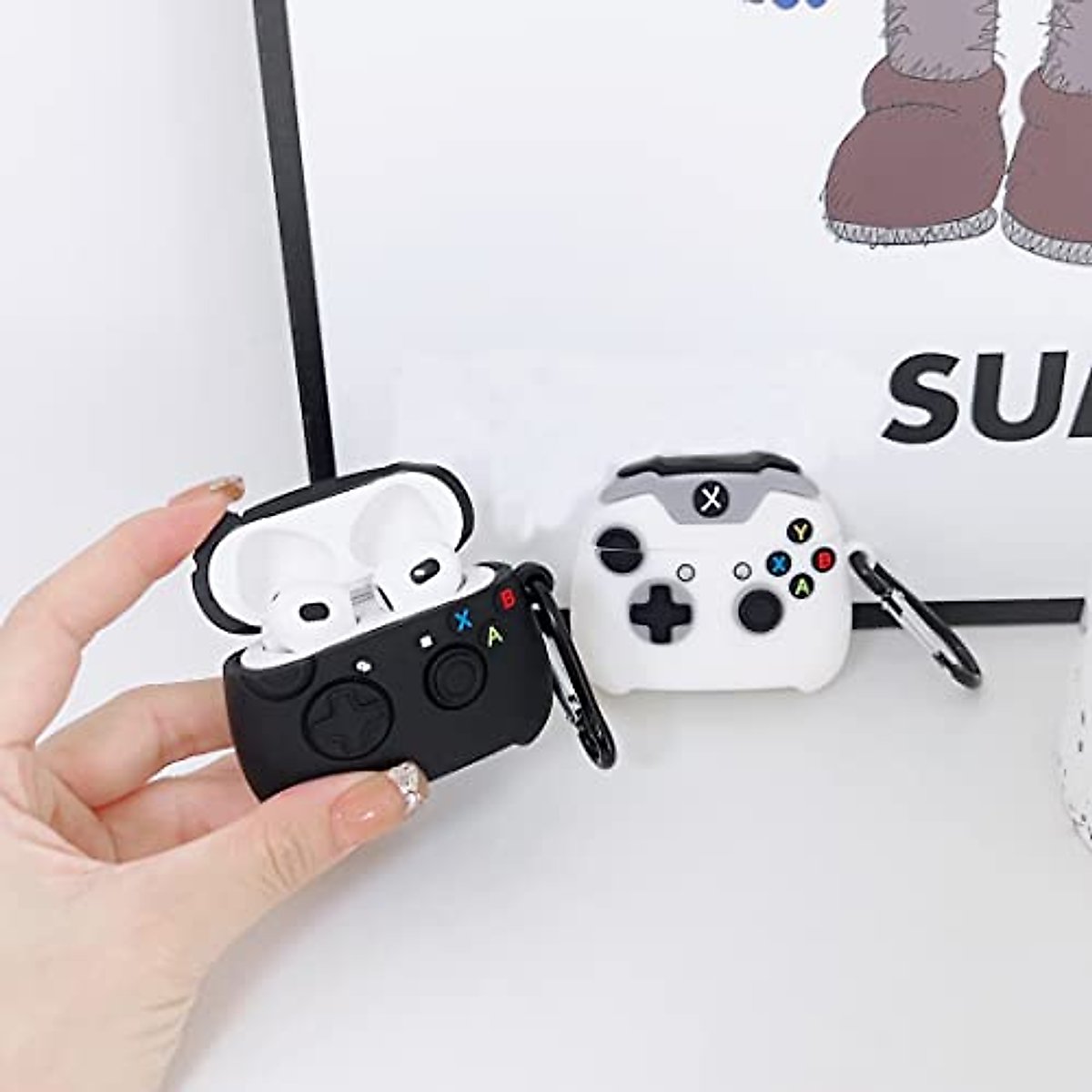 【2 Pack】 Aerymli 3D Game Controller Case for Airpods 3rd Case,3D Cool Airpod 3rd Case,3D Cute Kawaii Cool Unique Game Controller Shape Kids Teens Boys Men Soft Case for Airpods 3rd Gen 2021 Case