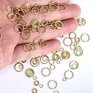 Alexcraft 14k Gold Plated Jump Rings 900PCS 4/6/8/10 mm Gold Jump Rings Strong Gold Open Jump Rings Bulk for Necklace Bracelet Earrings Jewelry Making
