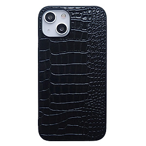 iPhone 13 Mini Case for Women, DMaos Crocodile Synthetic Patent Leather Cover, Classic Fashion for iPhone13 Mini 5.4 inch - Black