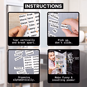Poetry Tiles - 536 Fightin' Words Word Magnets Kit - Obscenities, Insults, and Swear Words Themed Funny Magnets for Adults for Refrigerator Poems and Stories