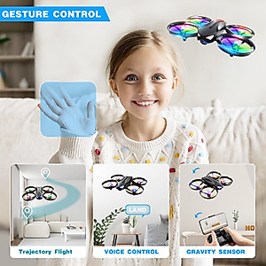 4DRC V16 Drone with Camera for Kids,1080P FPV Camera Mini Quadcopter Beginners Toy with 7 Colors LED Lights,3D Flips,Gesture Selfie,Headless Mode,Altitude Hold,Boys Girls Birthday Gifts,
