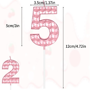 Pink 17th Birthday Candles,Diamond Design 3D Number 17 Birthday Candle,Happy 17th Birthday Cake Topper Decorations for Girls Women Birthday Anniversary Wedding Party Celebration Supplies