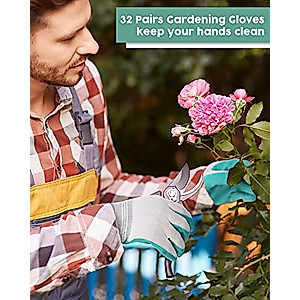 Potchen 32 Pairs Gardening Work Gloves Bulk for Women and Ladies, Breathable Rubber Coated Garden Outdoor Safety Gloves with Grip