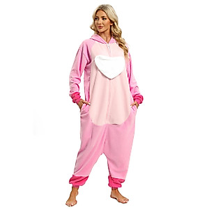 NAITOKE Adults Unisex Onesie Halloween Angel Stitch Costume Animal Cosplay Pajamas,170-178cm(5'7"-5'10")
