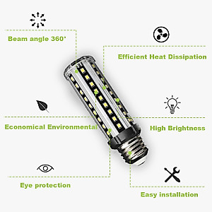 LED Corn Light Bulb 100W Equivalent 16W E26 LED Corn Light Bulb, Light Bulb 6000K Daylight, 1600 Lumen Super Bright T10 LED Bulb for Desk Lamp Pendant Lights Aquarium, Non-Dimmable, Pack of 4