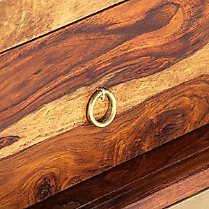 Festnight Sideboard Buffet Cabinet with 3 Storage Drawers Sheesham Wood Iron Legs End Side Table for Living Room, Kitchen, Home Furniture 46.5 x 11.8 x 23.6 Inches (W x D x H)