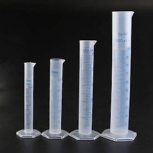 POPETPOP 4pcs 10ml / 25ml / / 100ml Measuring Plastic Graduated Cylinder Laboratory Bottle Lab Test Measuring Container Cups