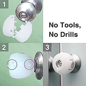 Door Knob Cover for Child Safety, Baby Proof Safety Locks for Doors, No Toxic Chemicals Passed Migration of Certain Elements Test EN71, No Tool Easy Install (4 Pack)