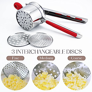 Bellemain Potato Ricer 15 oz with 3 Interchangeable Discs | Mash Potato Masher Stainless Steel, Sweet Potato Masher Kitchen Tool | Spaetzle Maker Press, Khuon Banh Lot, Spaetzle Noodle Maker