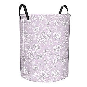 Laundry Basket,Purple Underwater Seaweed Texture,Large Canvas Fabric Lightweight Storage Basket/Toy Organizer/Dirty Clothes Collapsible Waterproof For College Dorms-Large