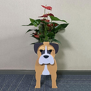 VanFty Dog Planter Boxer Shape Animal Flower Pot Large Dog planters Outdoor Decorations Lovely Gift Desk Storage Box Flowerpot Plant Container Frame for Indoor and Outdoor use