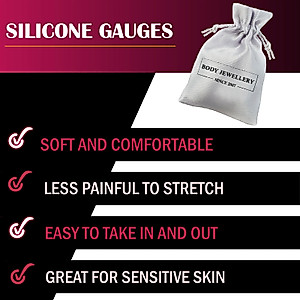 bodyjewellery 3 Pairs Ear Plug Skin White Black Sili Double Flare Earring Solid Gauges Ears Tunnel Exper Piercing More Size Options (00g 10mm)